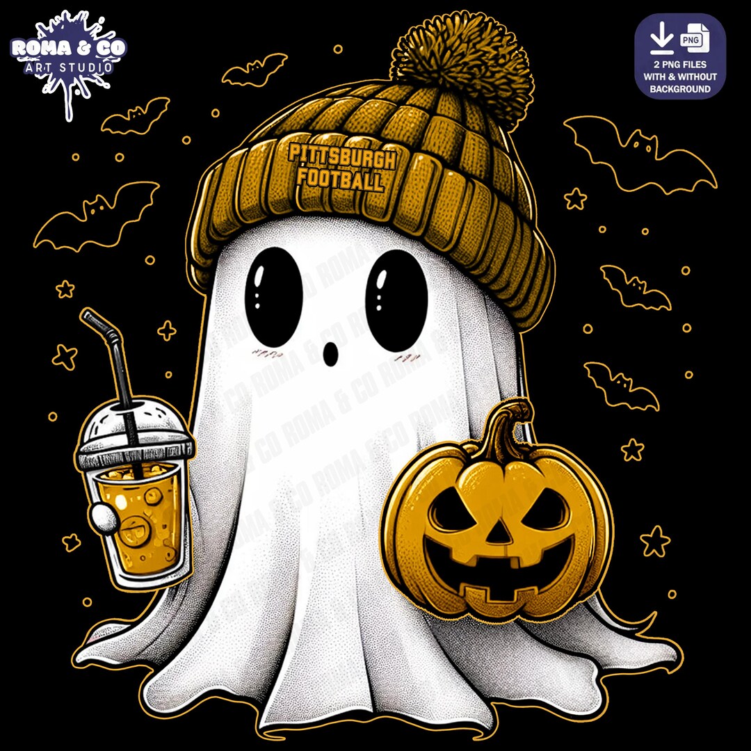 Cute Ghost Football Pittsburgh | Fall PNG | Halloween NFL Football Fan ...