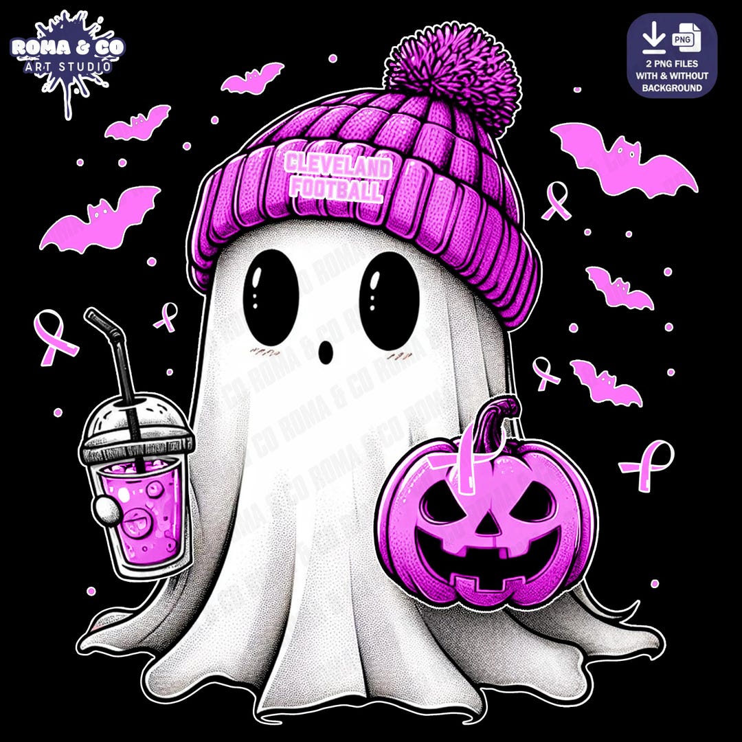 Cute BCA Ghost Football Fall PNG | in October We Wear Pink | Halloween ...