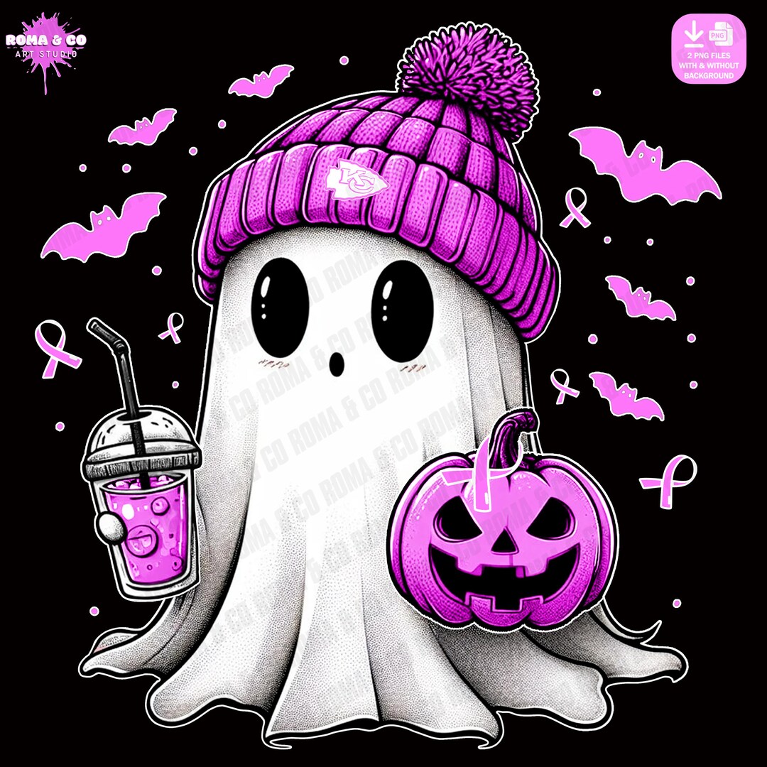 Cute BCA Ghost Football Fall PNG in October We Wear Pink Halloween NFL ...