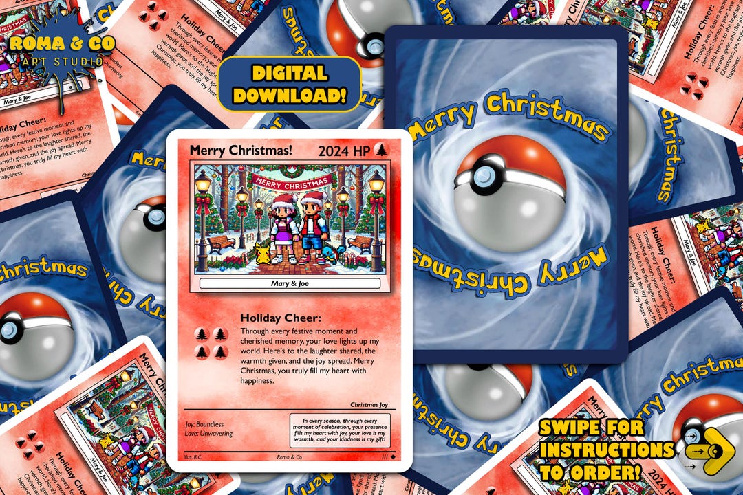 Custom Pokémon Card Merry Christmas Personalized Gift Special Occasions ...