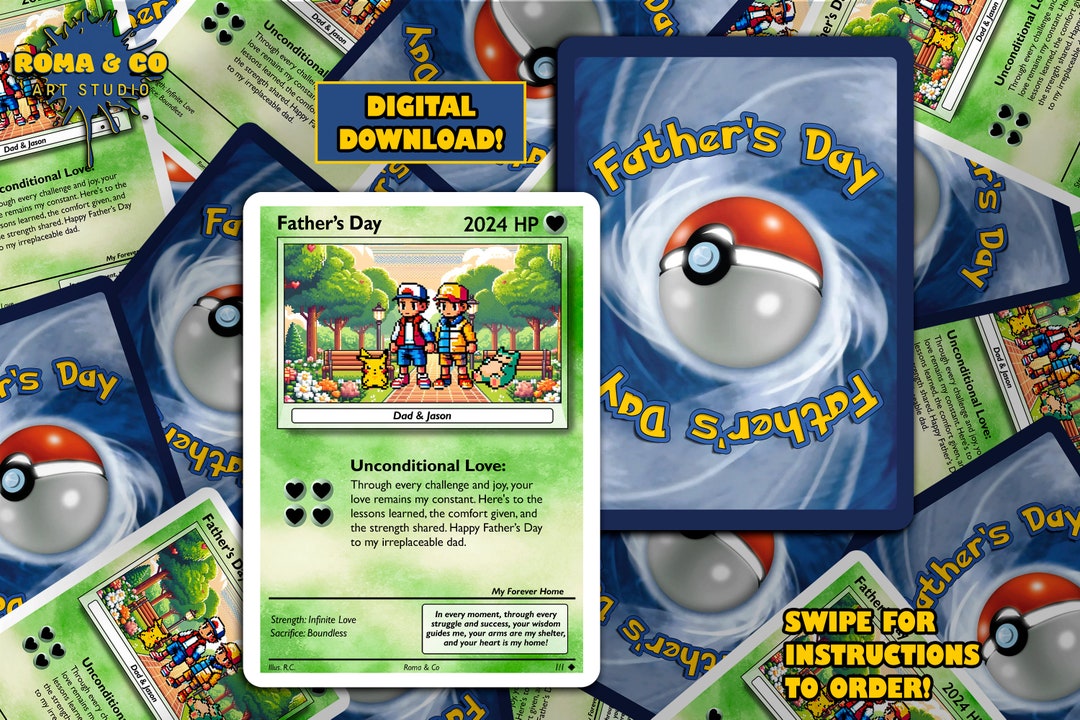 Custom Pokemon Card | Personalized Father's Day Gift for Dad | Special ...