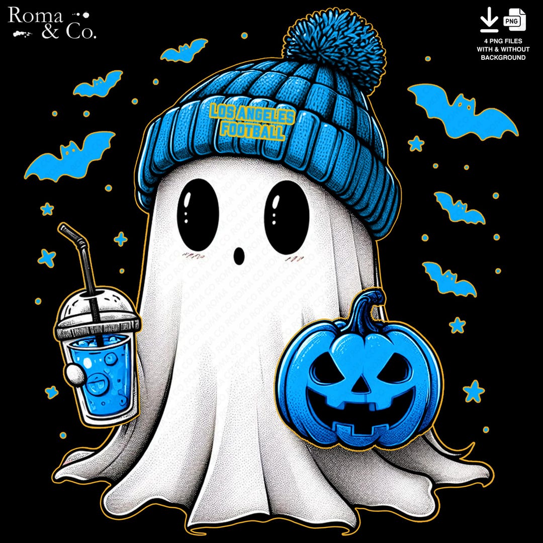 Cute Ghost Football Los Angeles | Fall PNG | Halloween NFL Football Fan ...