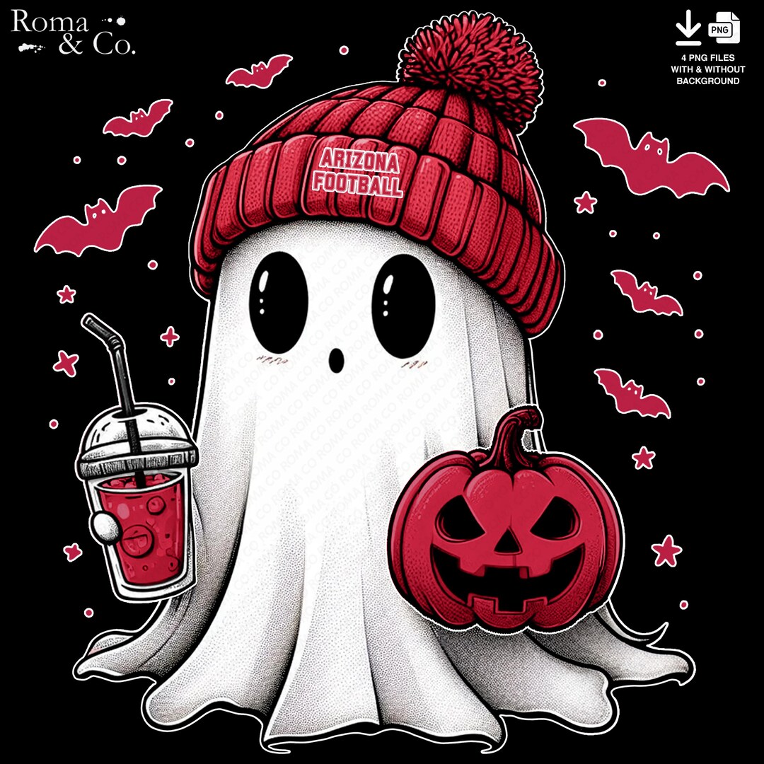 Cute Ghost Football Arizona | Fall PNG | Halloween NFL Football Fan ...
