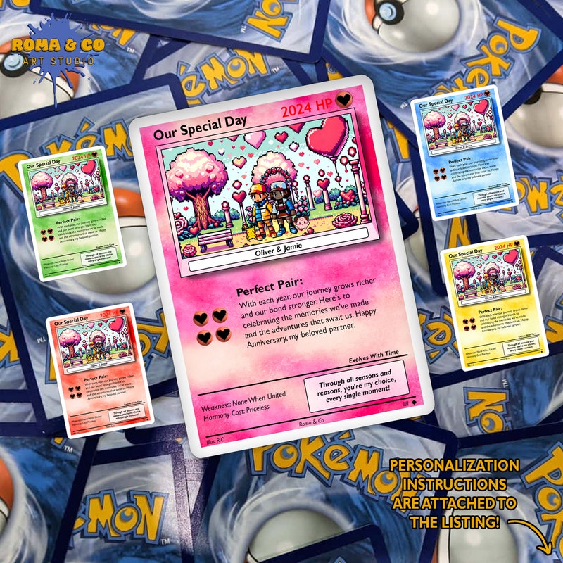 Personalized Pokemoncard Couple - Etsy
