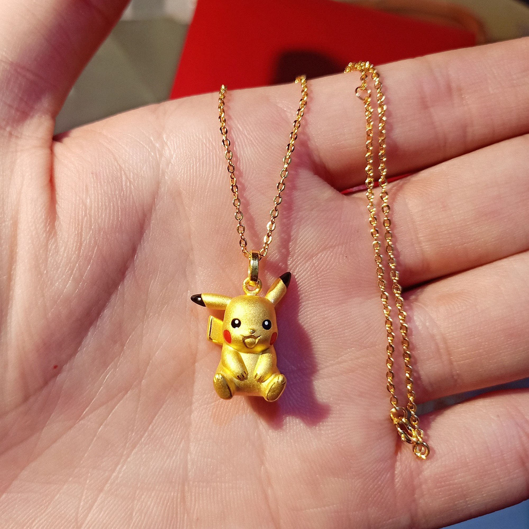 Anime Gold Pokemon Necklace 3D Pikachu Cartoon Pendent - Etsy