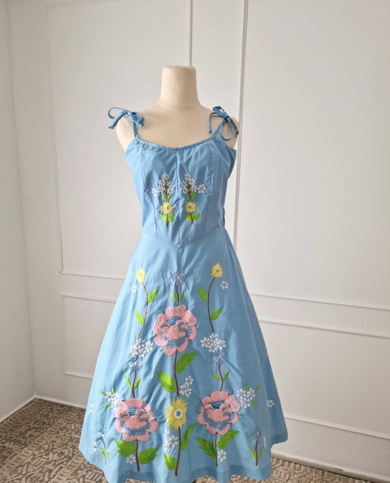 1970's Embroidered Sundress - Gem