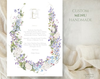 Digital Watercolor Wedding Menu Hand Painted Menu Floral Wedding Menu ...