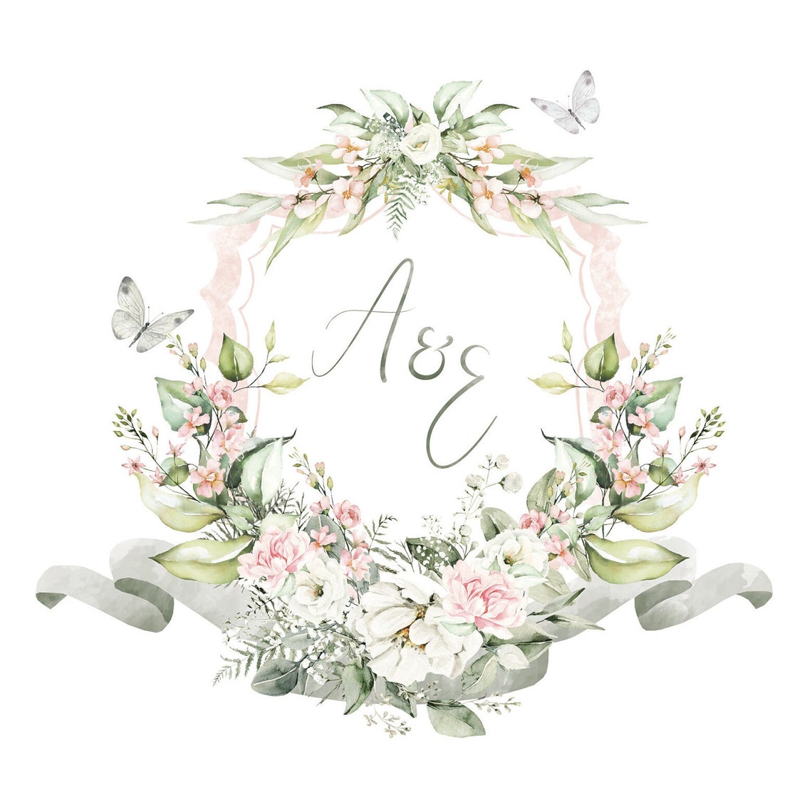 Editable Hand Painted Watercolor Crest, Wedding Crest, Event Stationery ...