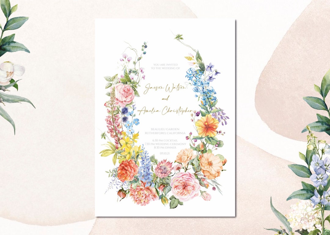 Digital Custom Wedding Invitation With Watercolor Painting, Invitation ...