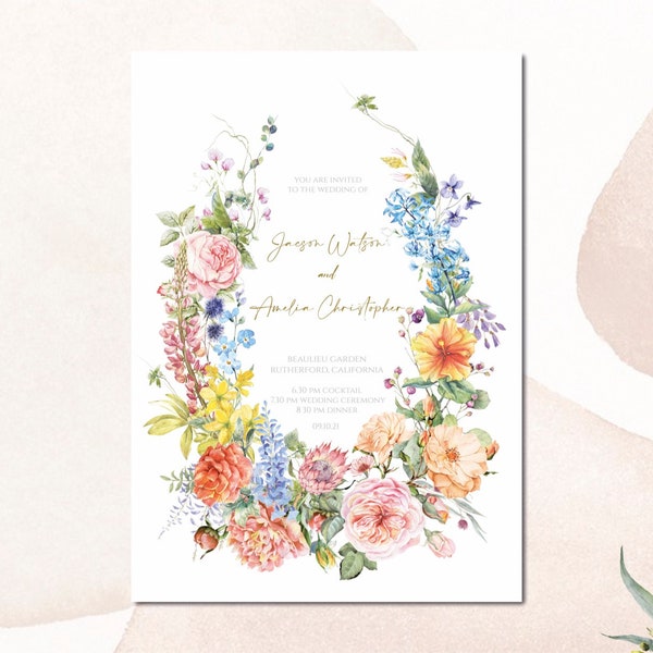 Custom Watercolor Wedding Invitation - Etsy