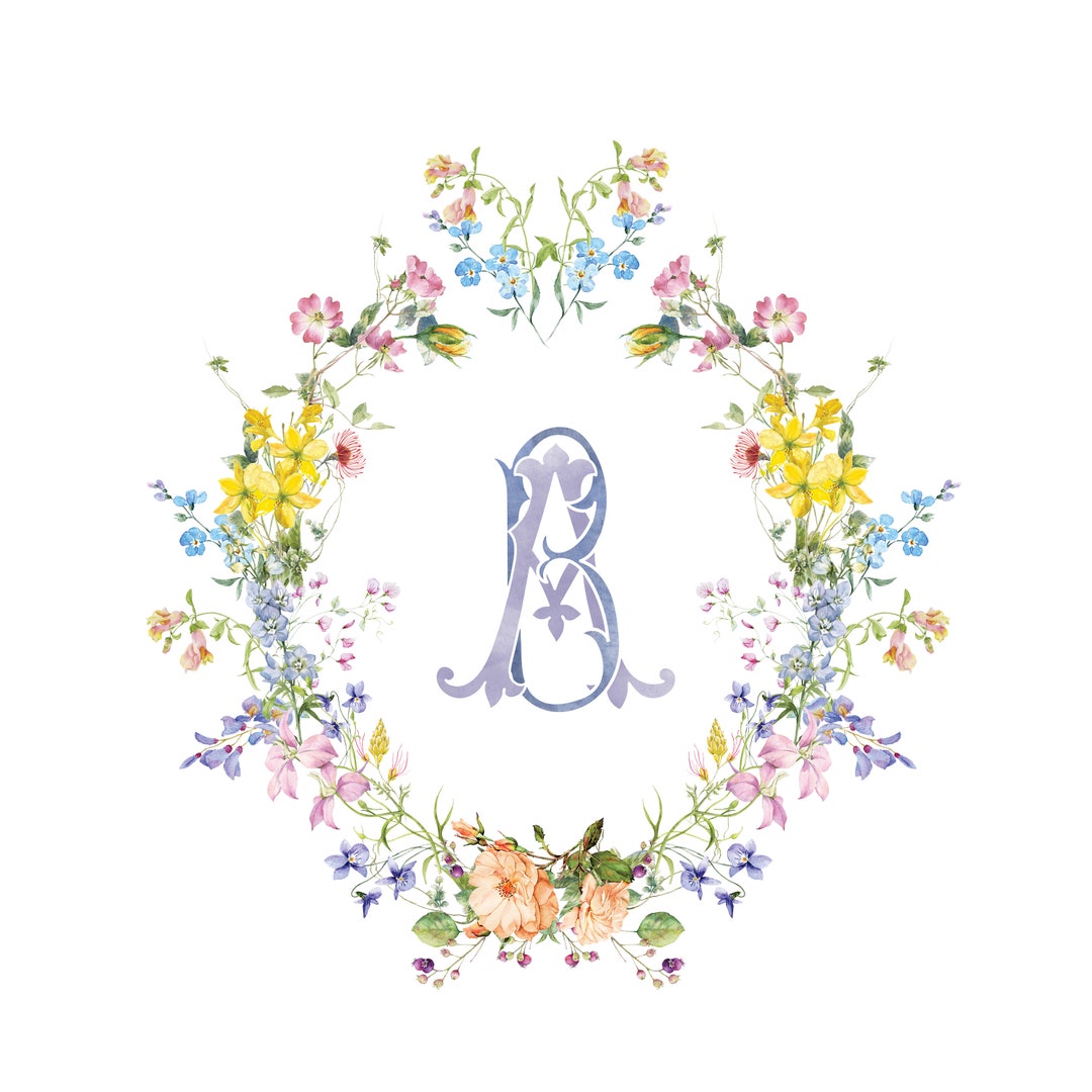 Editable Hand Painted Watercolor Crest, Wedding Crest, Event Stationery ...