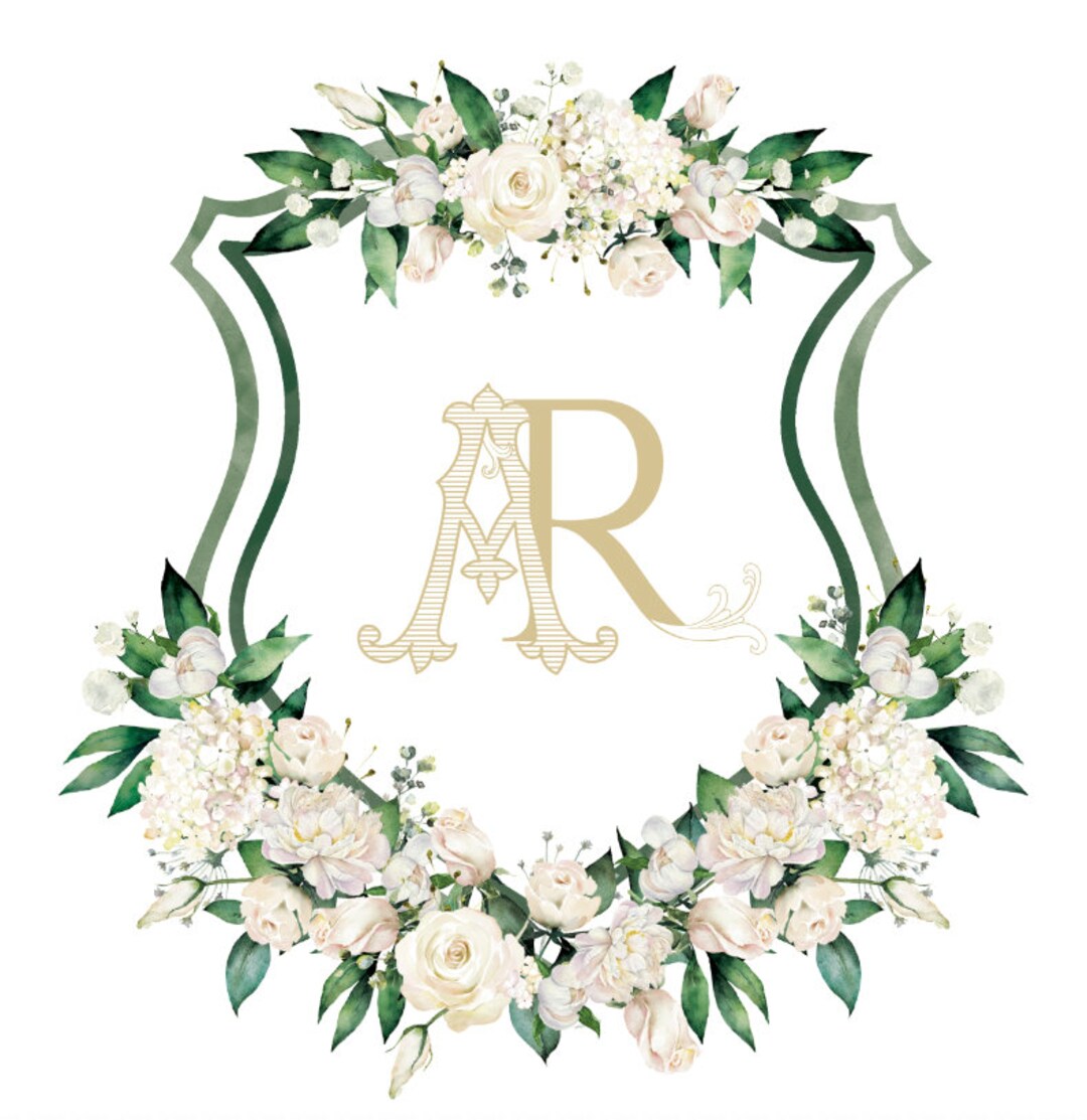 Custom Hand Painted Watercolor Crest, Wedding Crest, Event Stationery ...