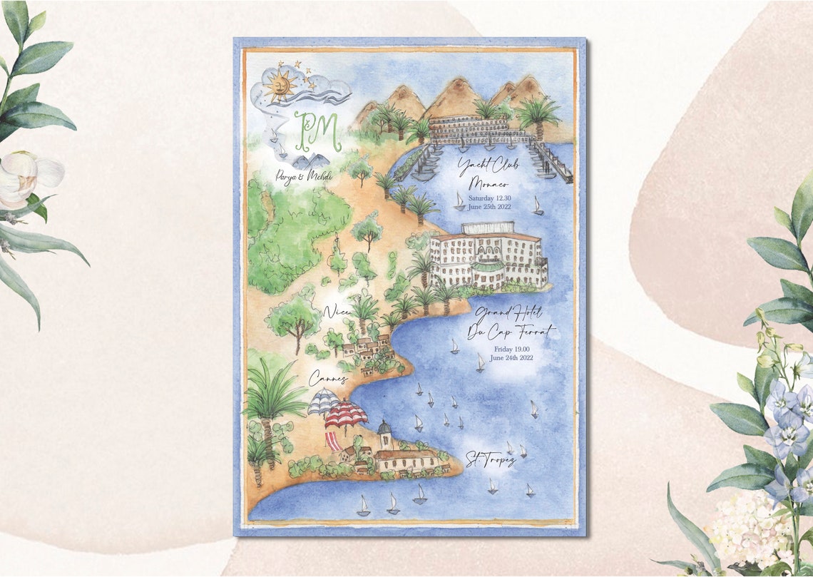 Digital Watercolor Map Illustration I Personalized Hand Drawn Map I ...