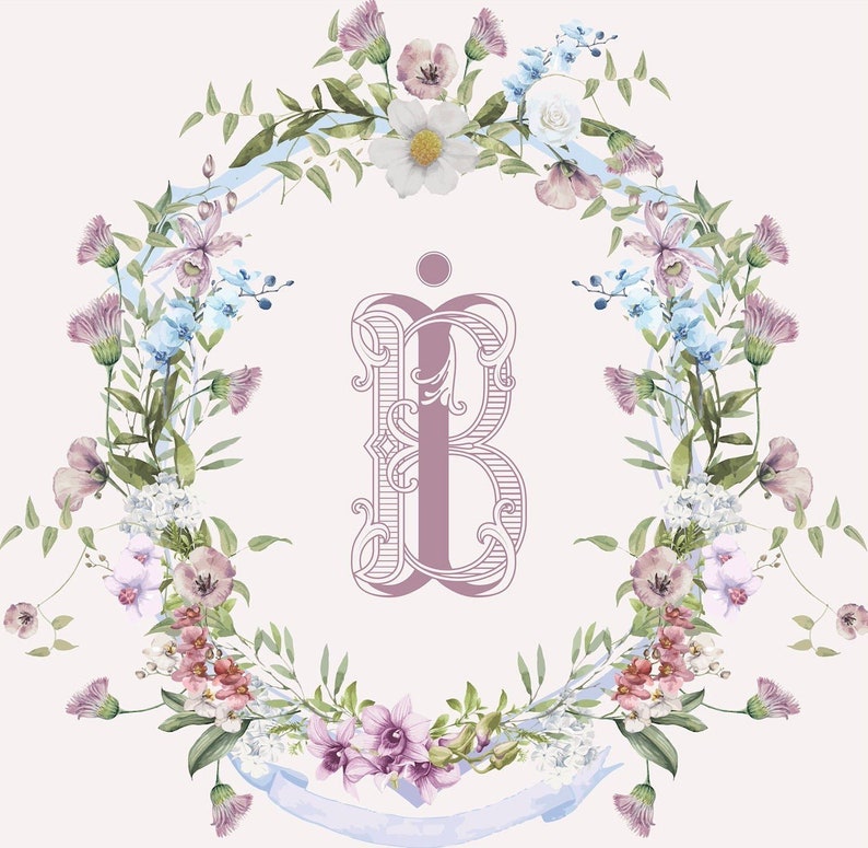 Editable Hand Painted Watercolor Crest, Wedding Crest, Event Stationery ...