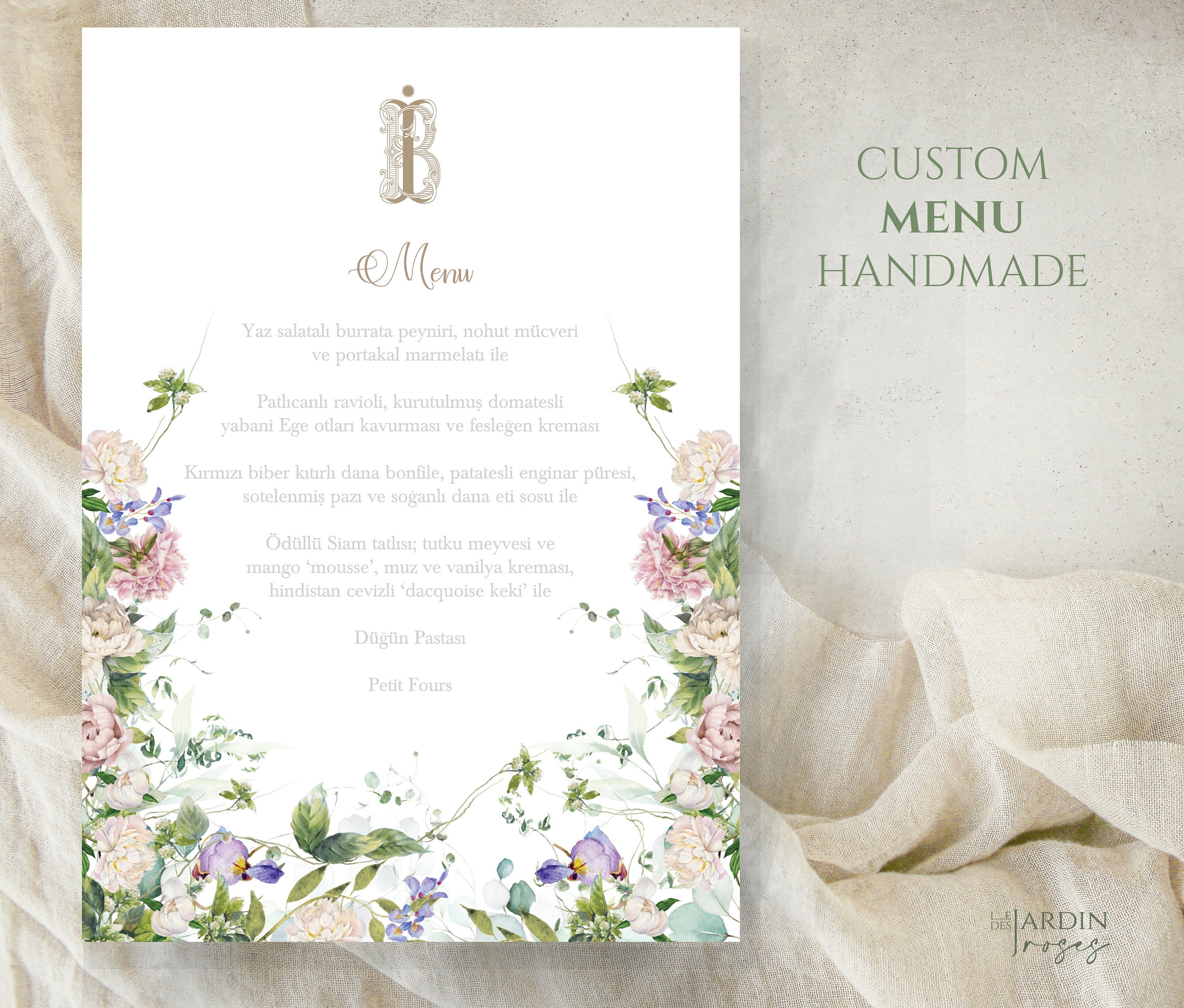 Digital Watercolor Wedding Menu | Hand Painted Menu | Floral Wedding ...