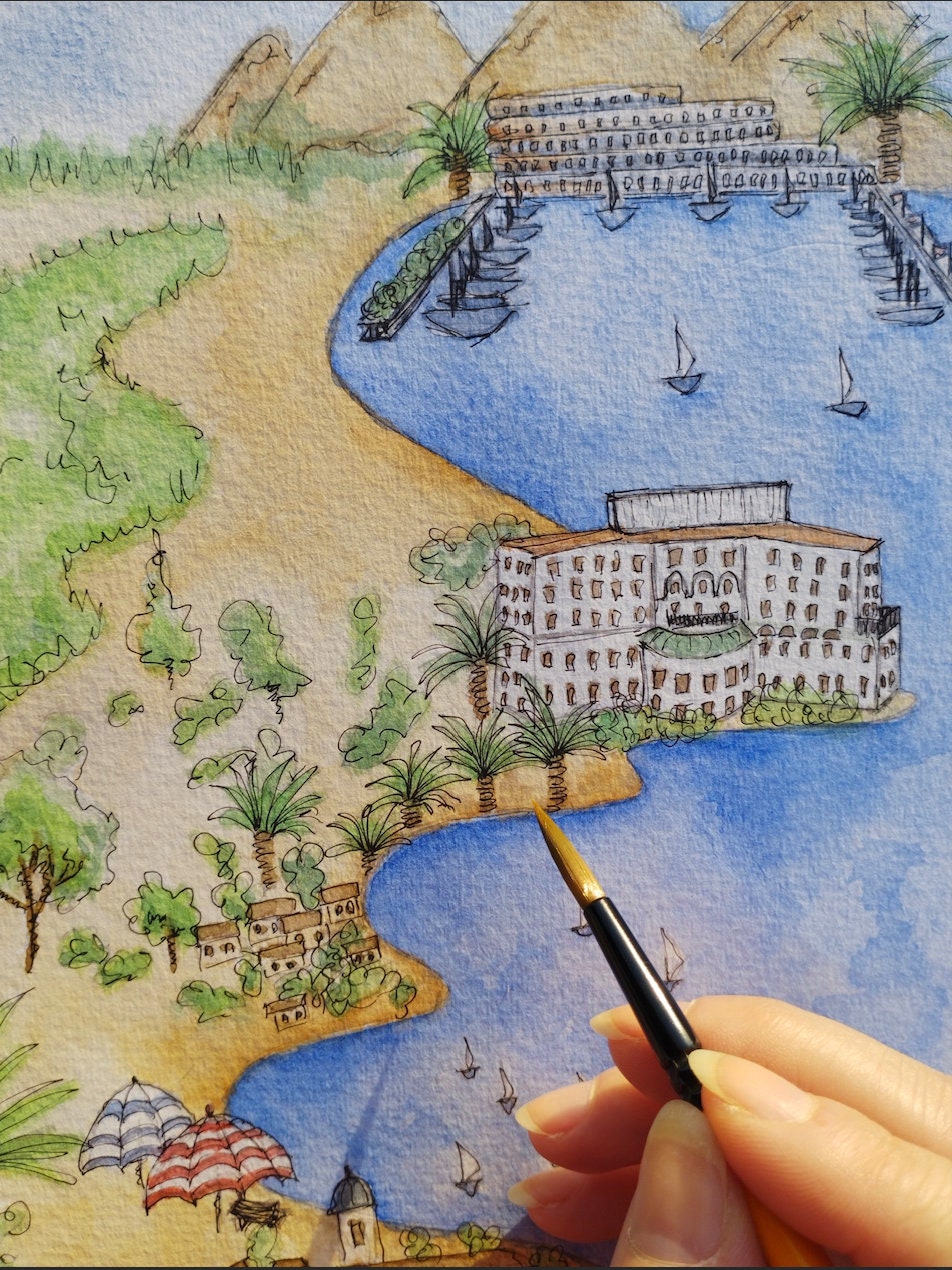 Digital Watercolor Map Illustration I Personalized Hand Drawn Map I ...