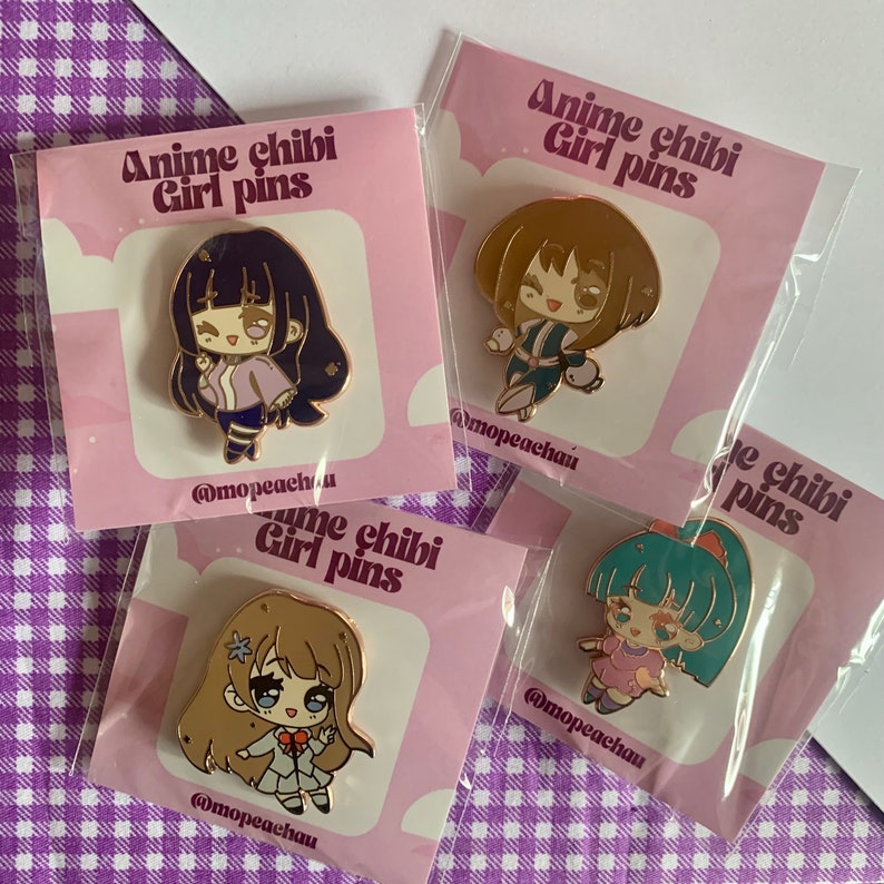 Anime Chibi Girls Enamel Pins - Etsy