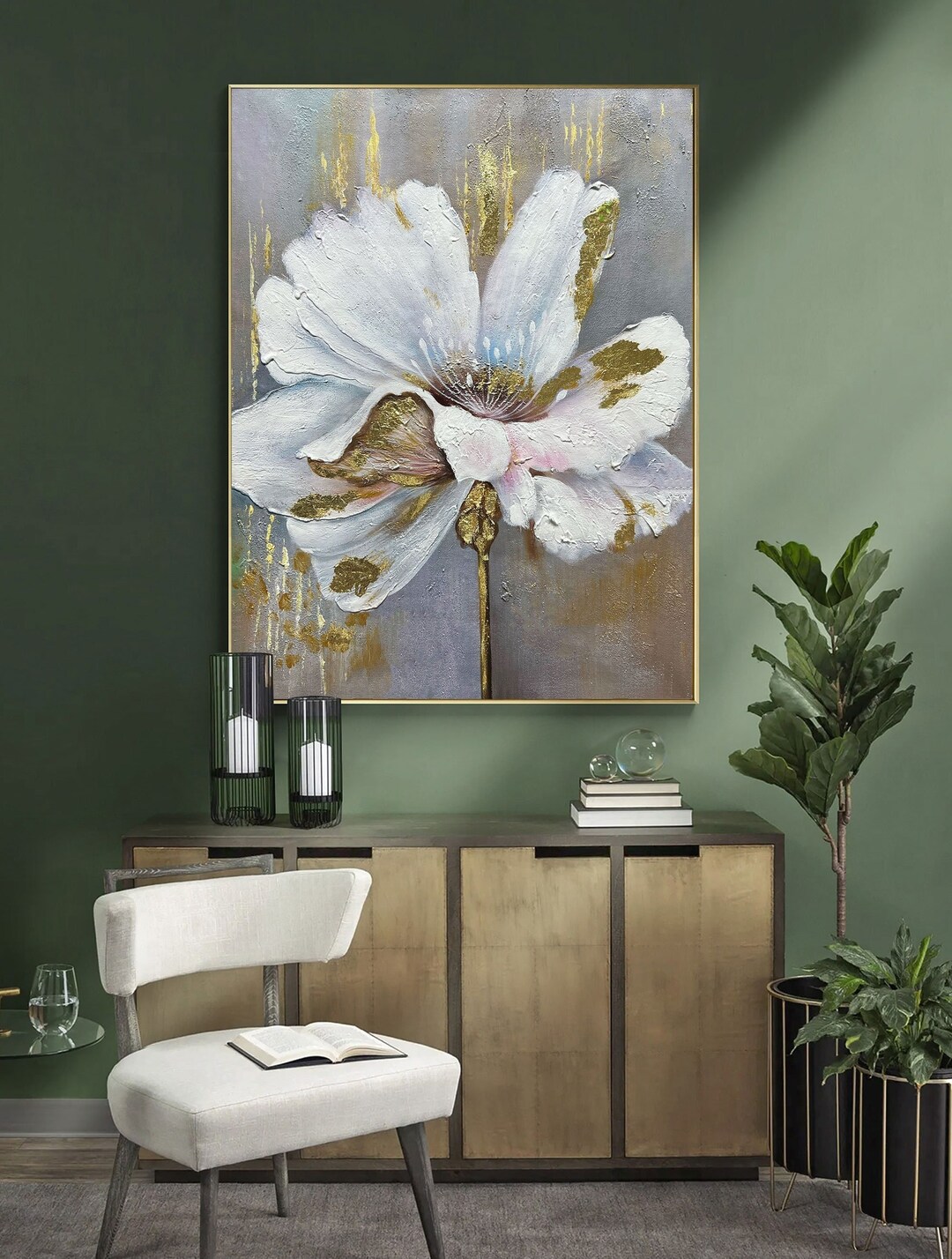 Large Flower Painting on Canvas,floral 3D Wall Art,large Original Oil ...