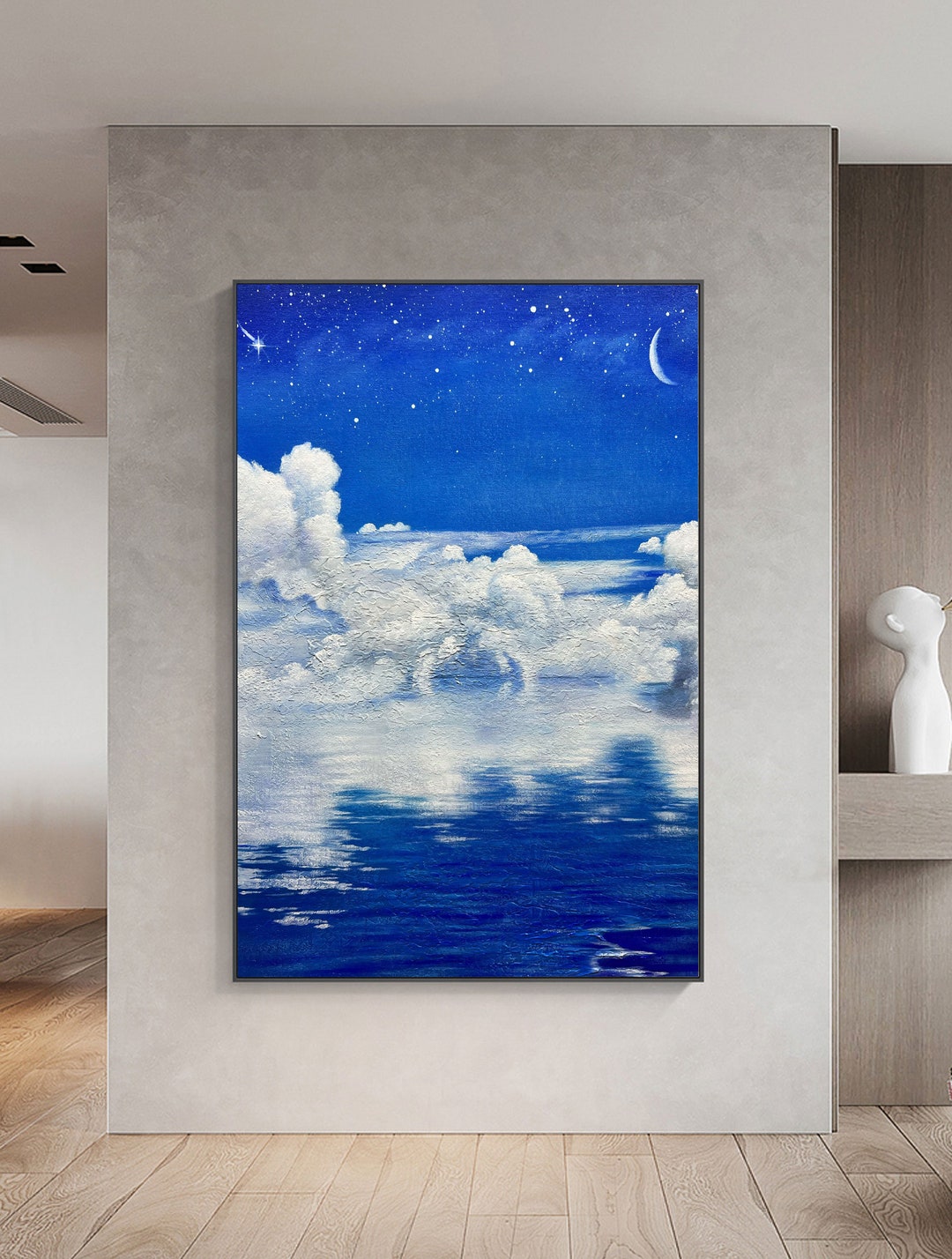 Blue Sky Wall Artstarry Sky Reflection Artstars Night Oil - Etsy