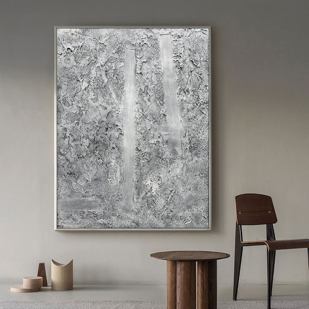 Grey Abstract Painting on Canvas Large Grey Textured Painting Grey ...