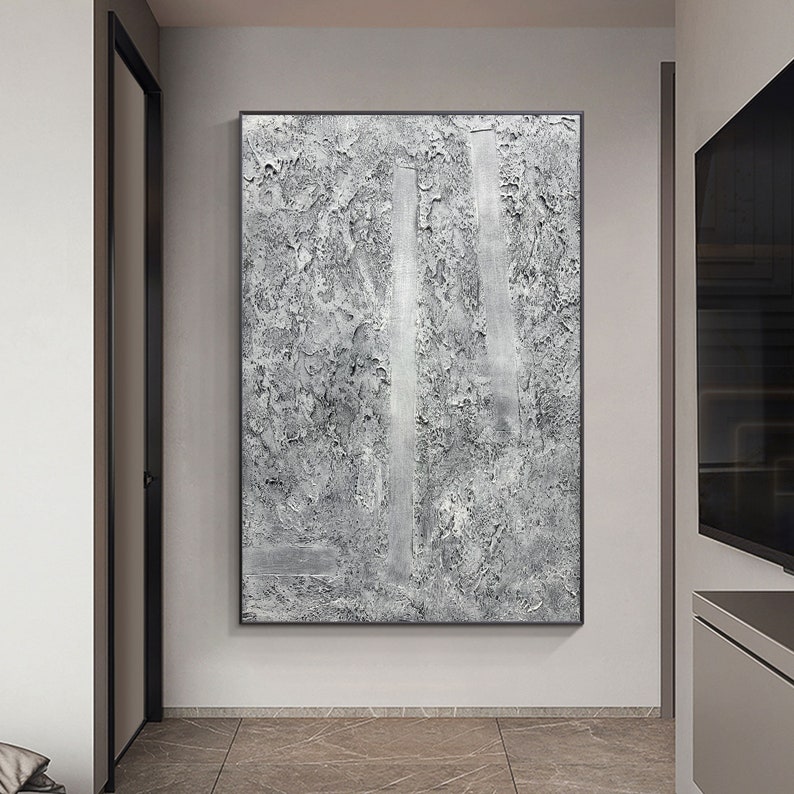 Grey Abstract Painting on Canvas Large Grey Textured Painting Grey ...