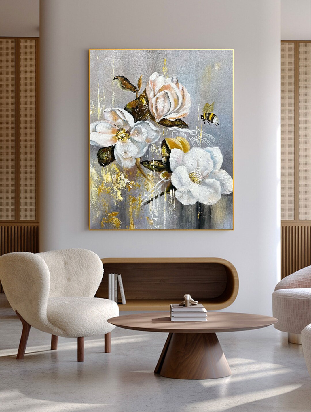 Large Flower Painting on Canvas,floral Wall Art,minimalist Modern ...