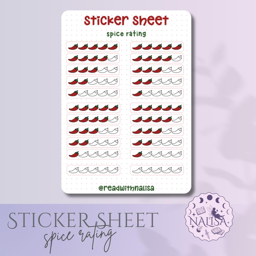 Sticker Sheet Spice Rating Sticker Sheet Stickers for Book Journal ...