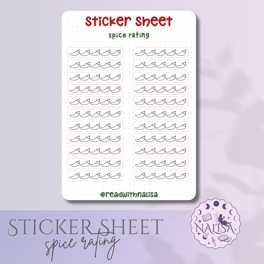 Sticker Sheet Spice Rating Sticker Sheet Stickers for Book Journal ...