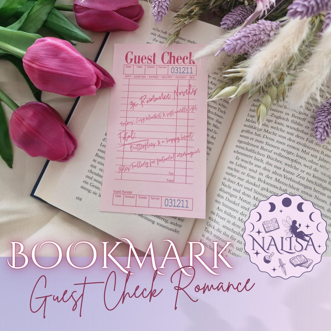 Bookmark Guest Check Romance Novels Gift for Book Lovers Handmade ...