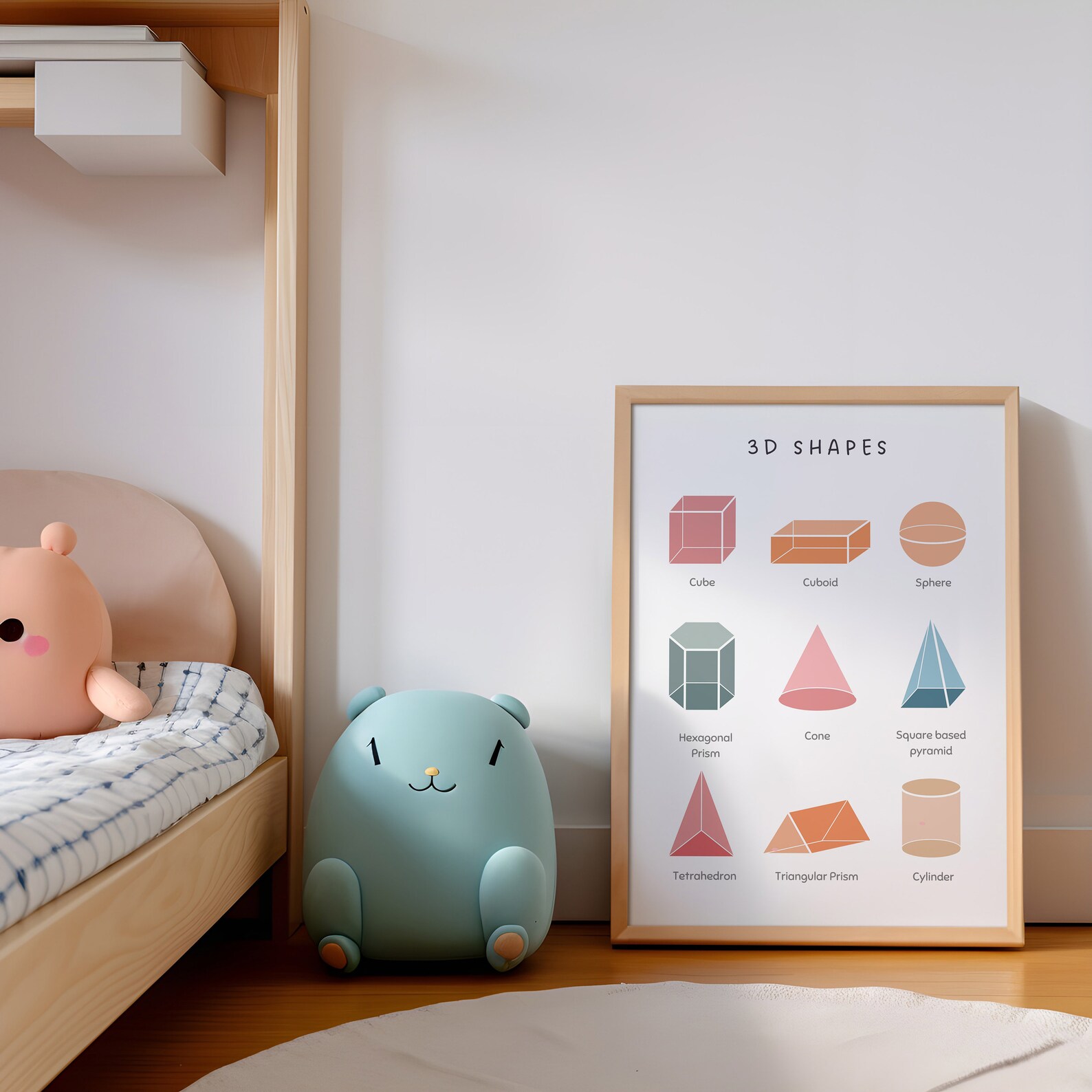 3D Shapes, Geometric Shapes, Print, Educational Wall Art, Nursery ...