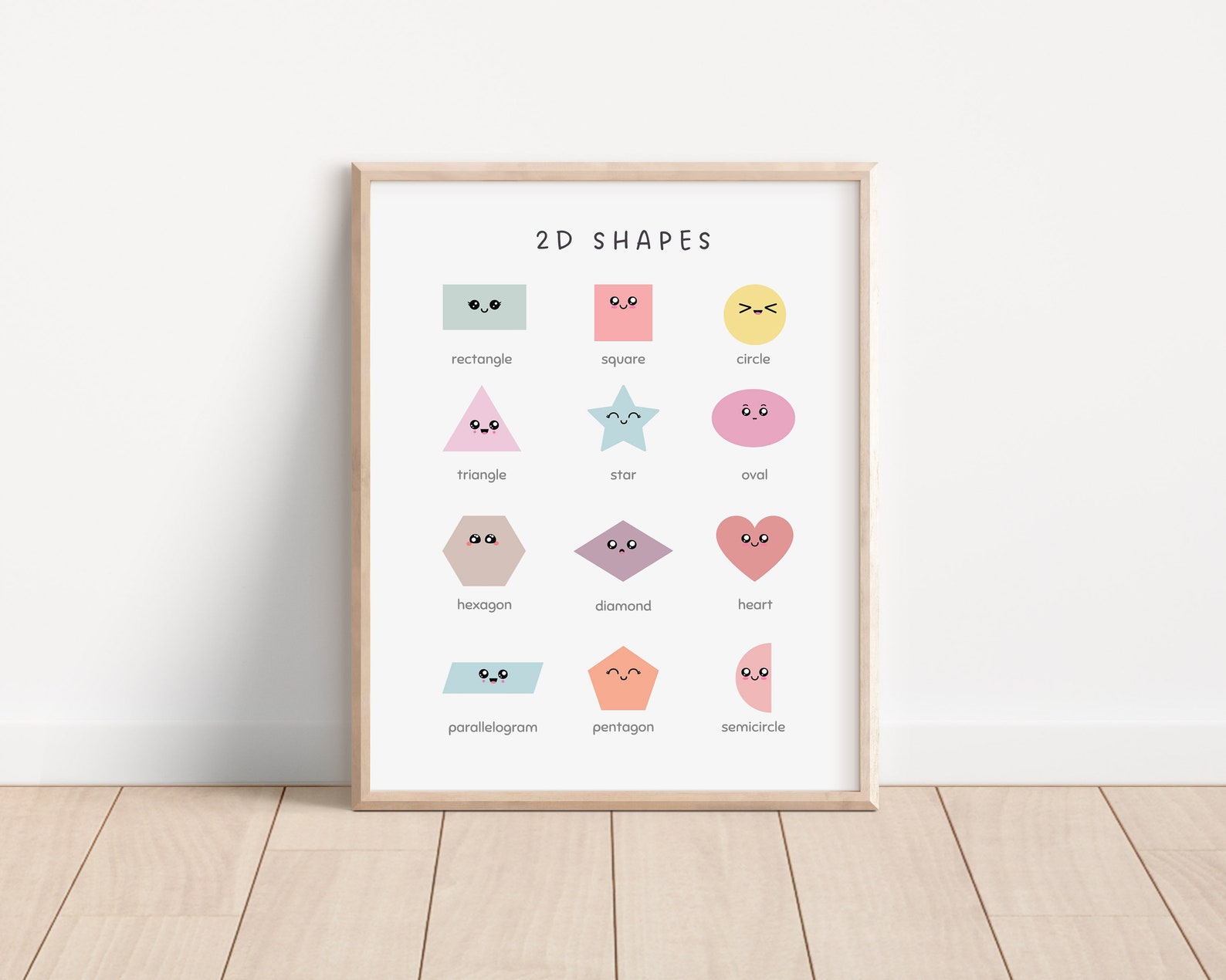 2D Shapes Poster, Geometric Shapes, Print, Educational Wall Art ...