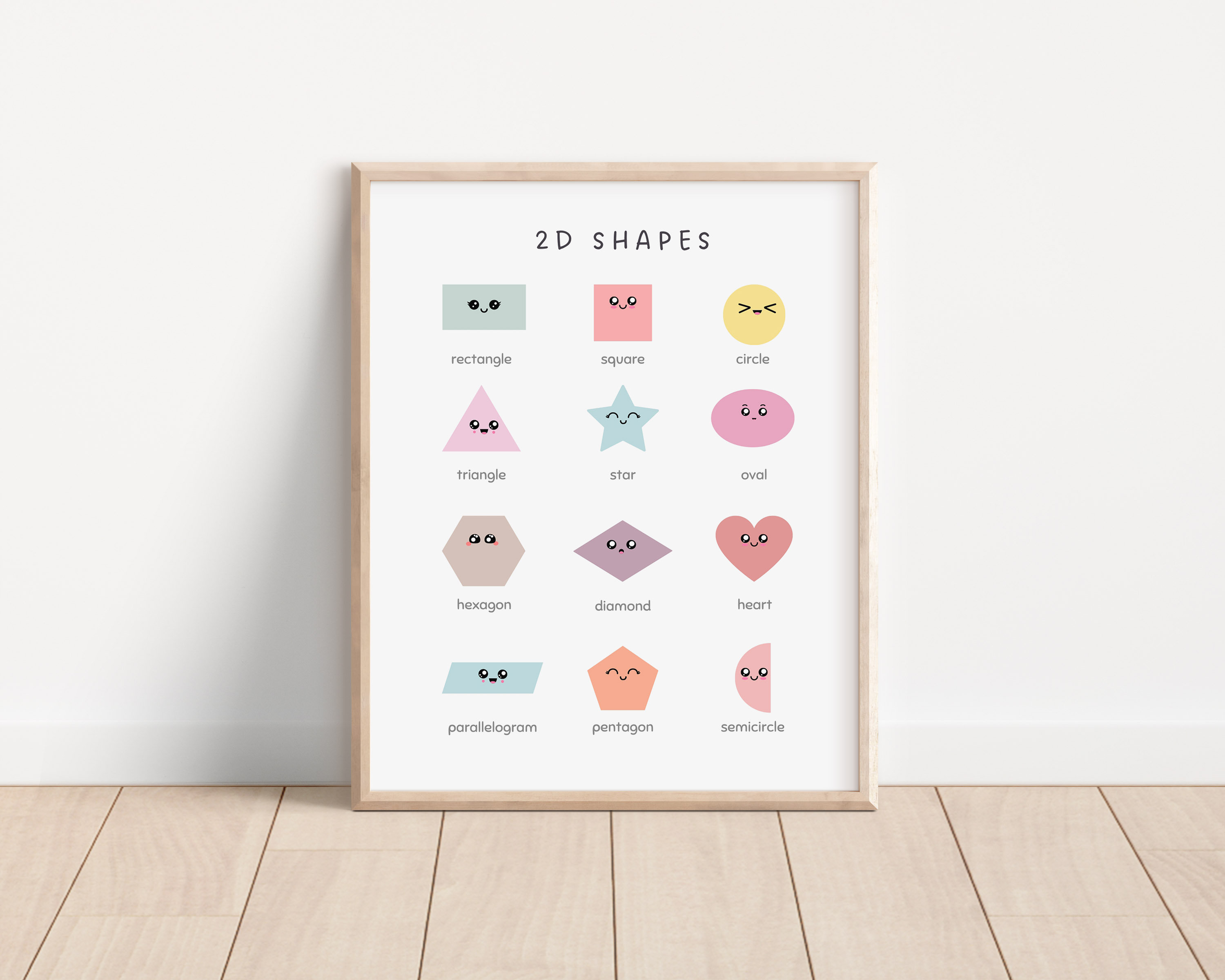 2D Shapes Poster, Geometric Shapes, Print, Educational Wall Art ...