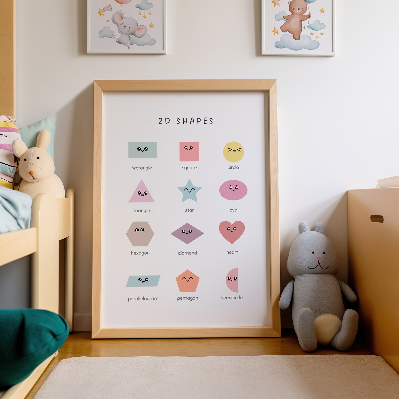 2D Shapes Poster, Geometric Shapes, Print, Educational Wall Art ...