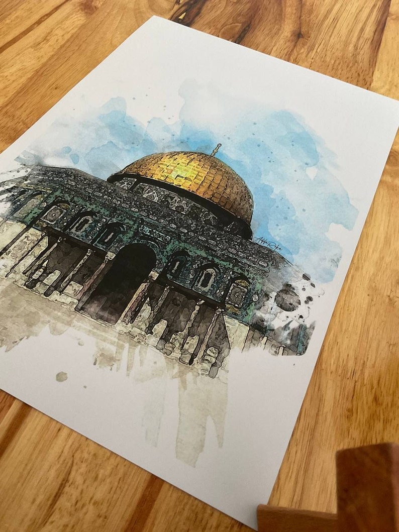 Islamic Landmarks Watercolor Art Prints: Mecca, Jerusalem, Medina ...