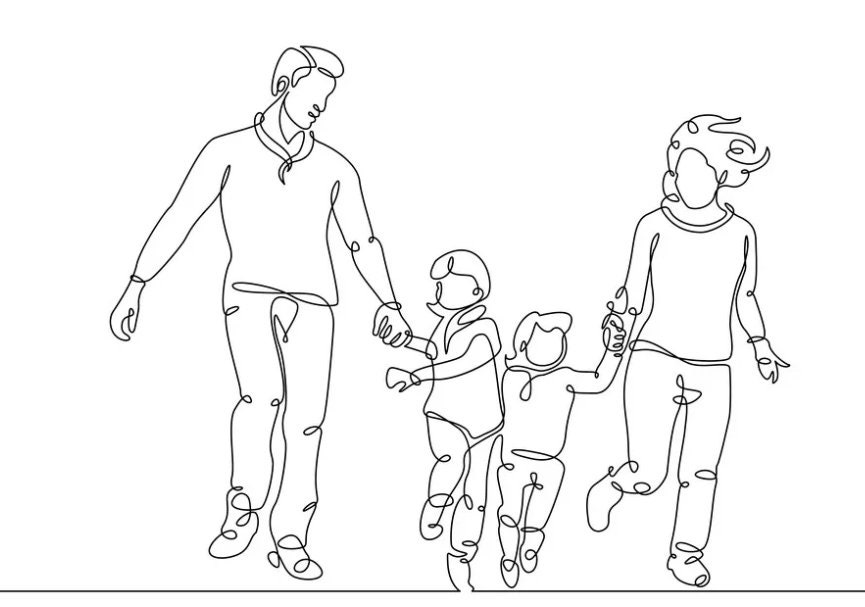 Continuous Line Drawing the Family Image - Etsy