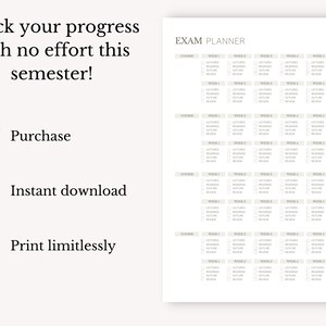 Exam Check List, Student Revision Check List, Study Tracker, Exam ...