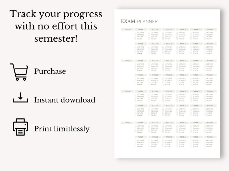 Exam Check List, Student Revision Check List, Study Tracker, Exam ...