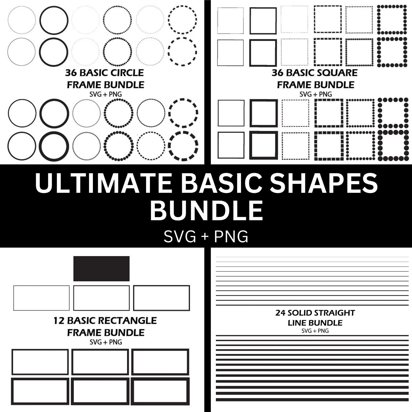 Ultimate Basic Shapes SVG Bundle for Cricut Stencil - Minimalist Basic ...