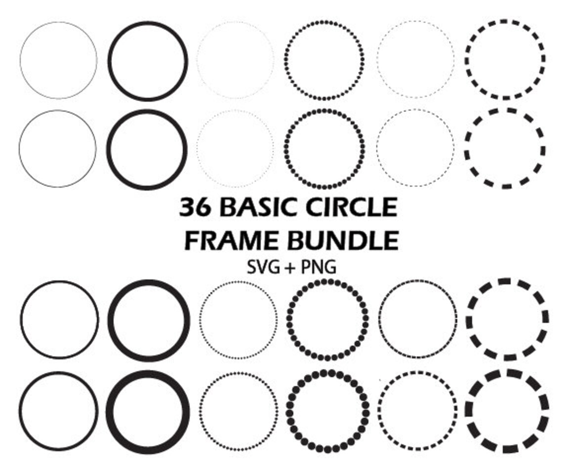Basic Circle Frame SVG Bundle Circle Vector Border Solid Round Outline ...