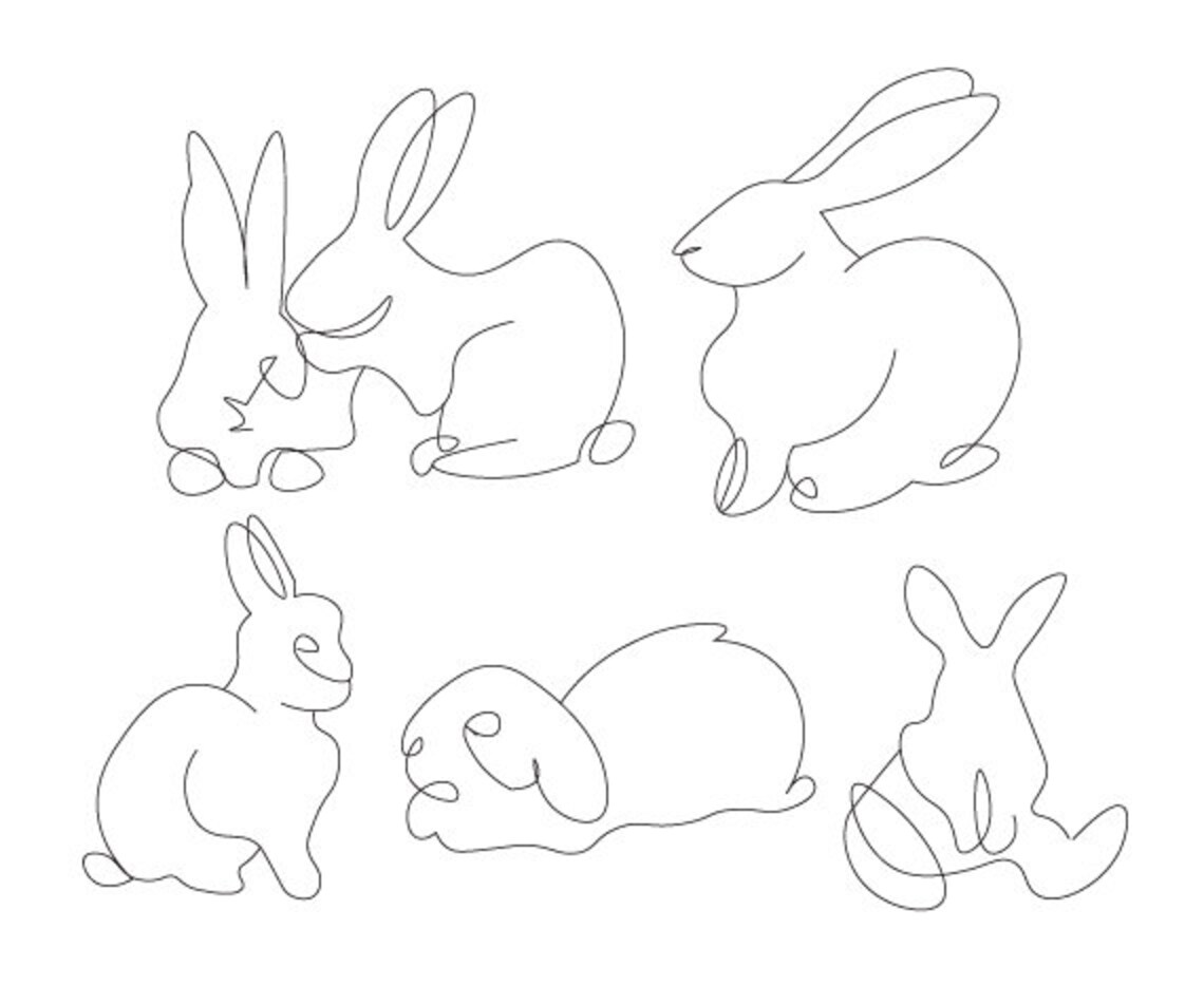 Bunny Line Art SVG Bundle Easter Bunny Clipart Minimalist Rabbit ...