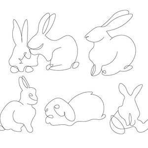 Bunny Line Art SVG Bundle Easter Bunny Clipart Minimalist Rabbit ...