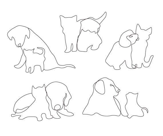 Cat and Dog Line Art SVG Bundle Dog and Cat Wallpaper Golden Retriever ...