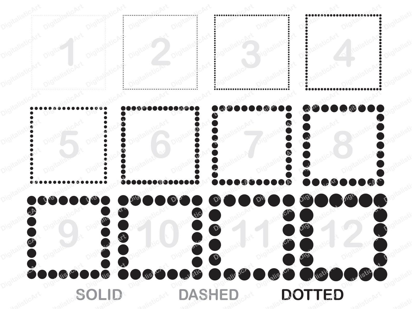 Basic Square Frame SVG Bundle Border Box Frame Dotted Square Outline ...