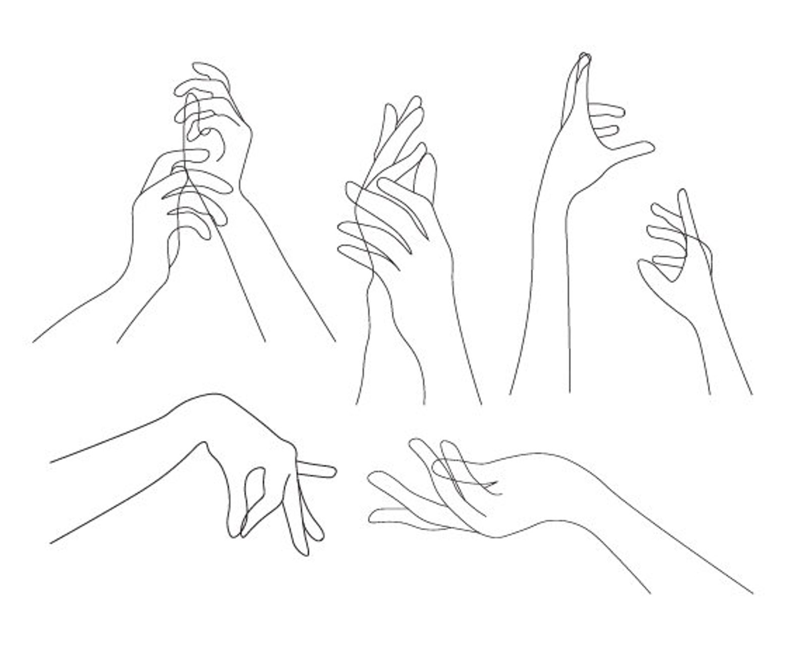 Hands Line Art SVG Bundle Modern PNG Hand Drawn Abstract Simple Hands ...