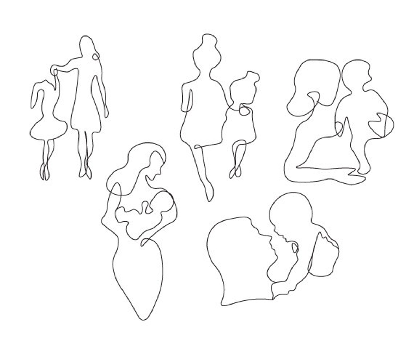 Mom Line Art SVG Bundle Motherhood Clipart Happy Mothers Day PNG Strong ...