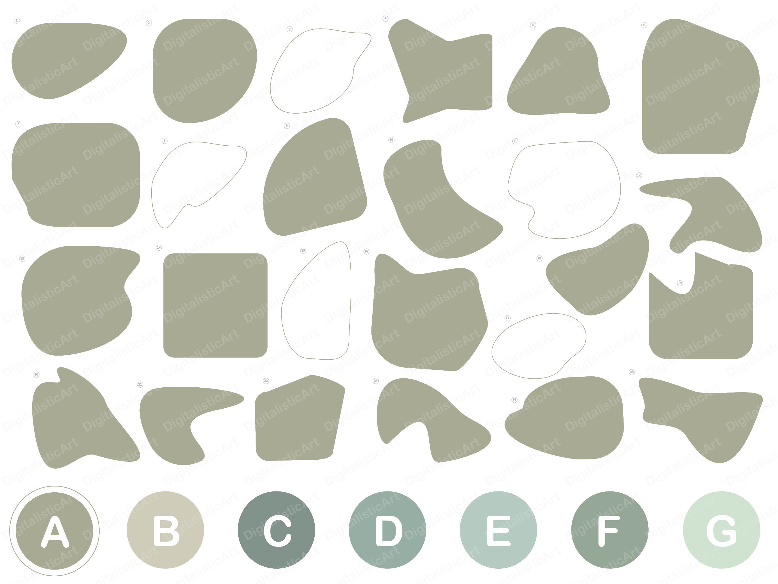 Cool Tone Abstract Boho Shapes SVG Bundle Boho Neutral Clipart Abstract ...