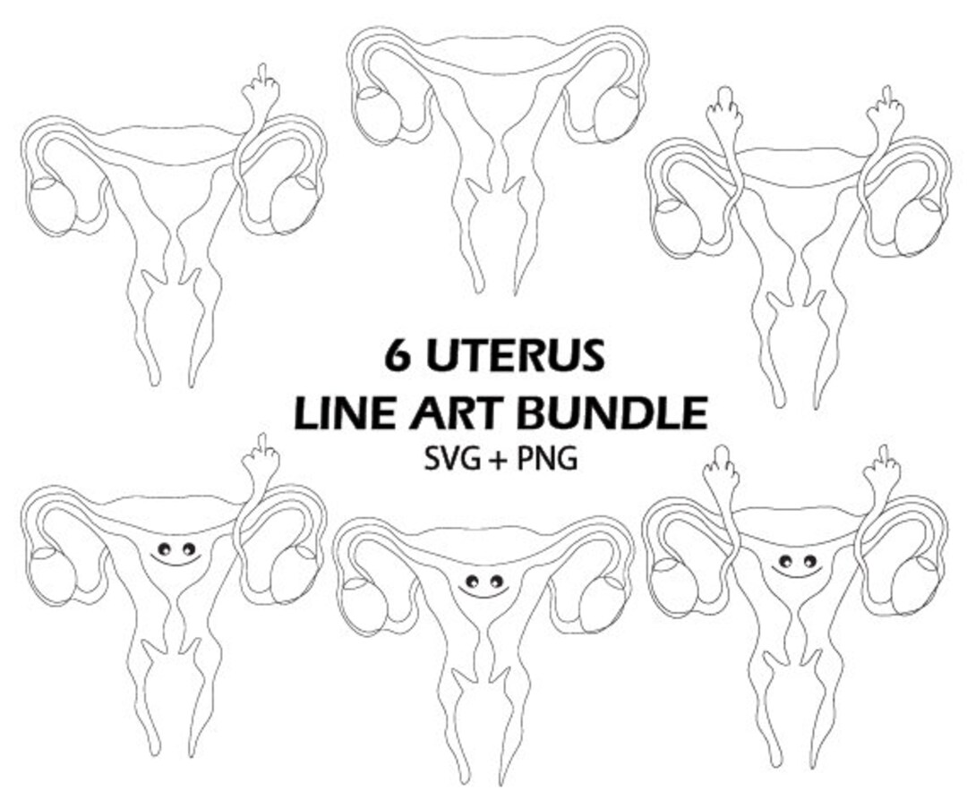 Uterus Line Art SVG Bundle Middle Finger Uterus SVG for Girls Feminist ...