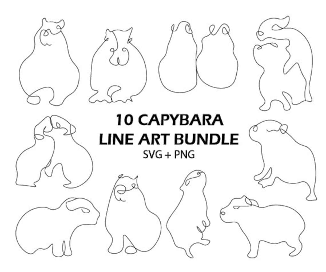Capybara Line Art SVG Simple Animal Lover Design Rodent Outline for ...