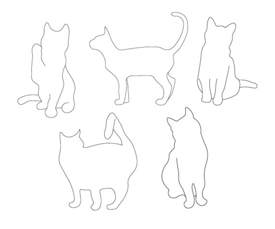 Cat Line Art SVG Bundle Kitty Cat Outline Silhouette Cat Wall Art ...