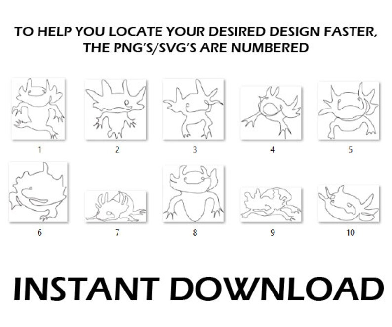 Axolotl Line Art Bundle SVG Minimalist Cute Axolotl PNG Kawaii Axolotl ...